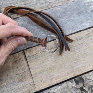 Long Brown Braided Leather Keychain Round Braid With Turk's Head Knot ...