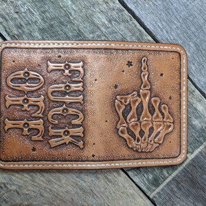 Tooled Leather Bifold Wallet: Middle Finger Design, 4 Pocket - Etsy