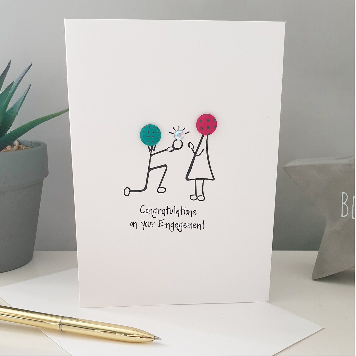 Handmade Stick Figure Engagement Card, Congratulations on Your ...