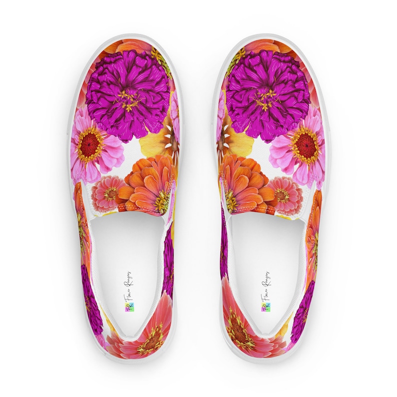 Zinnia Flower Women's Sneakers Gardening Shoes Floral Summer Slip-ons ...
