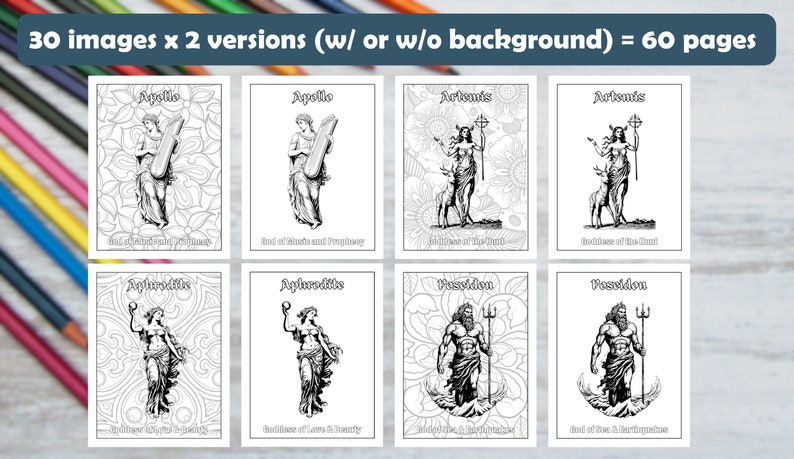 Greek Mythology Coloring Book, Gods and Goddesses Coloring Pages ...