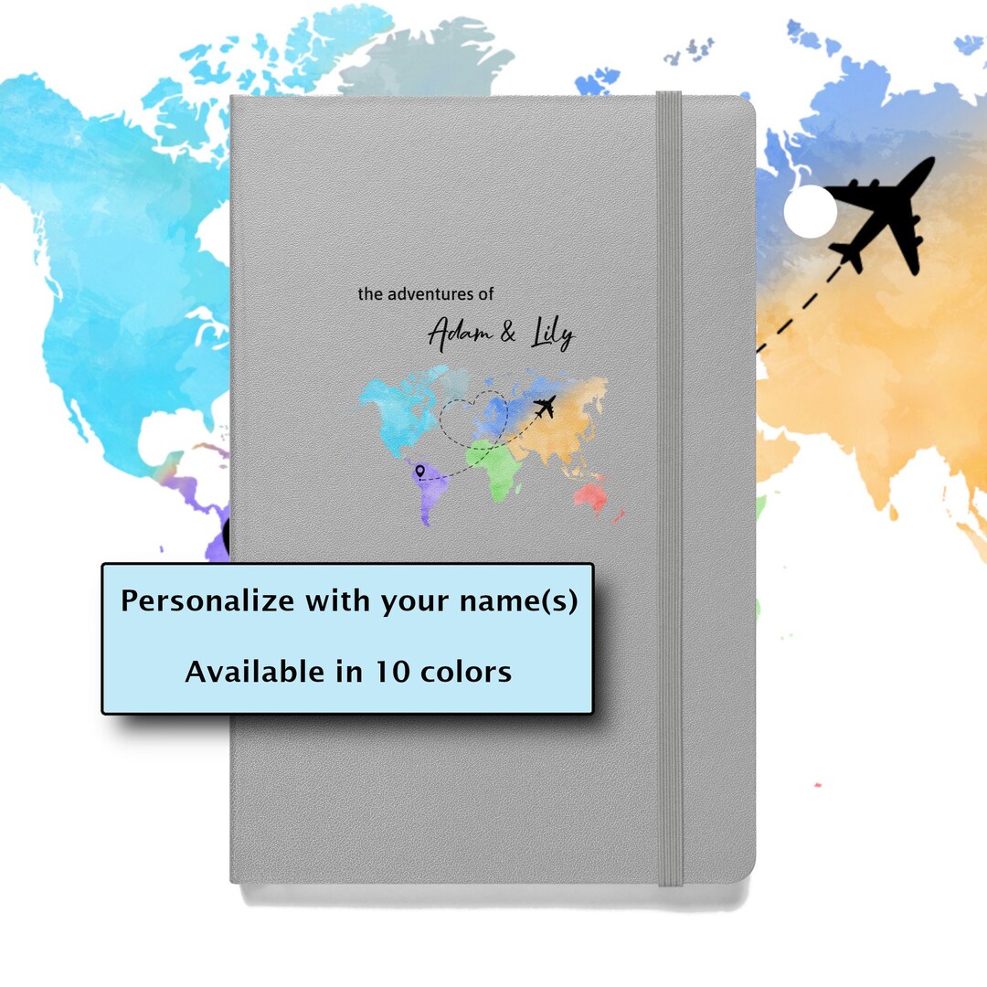 Custom Couple Travel Journal, Personalized Travel Book, Solo or His and ...