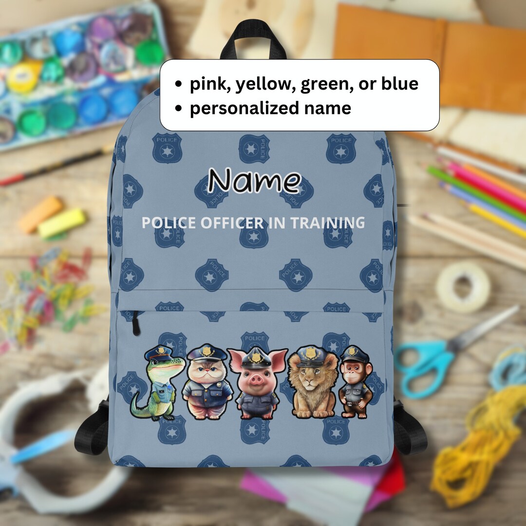 Future Police Officer Kid's Bookbag Custom Cop Backpack Children Police ...