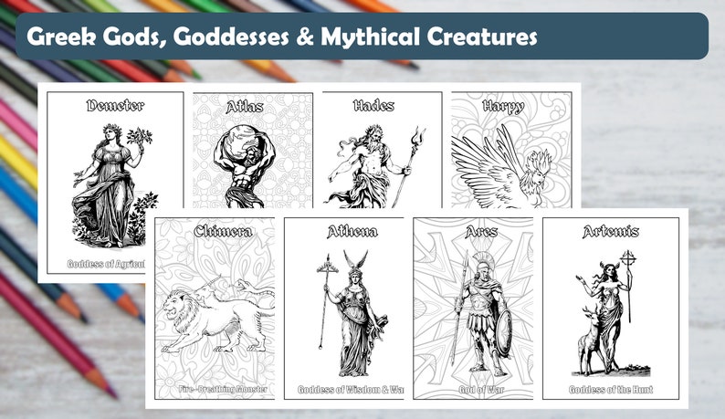 Greek Mythology Coloring Book, Gods and Goddesses Coloring Pages ...
