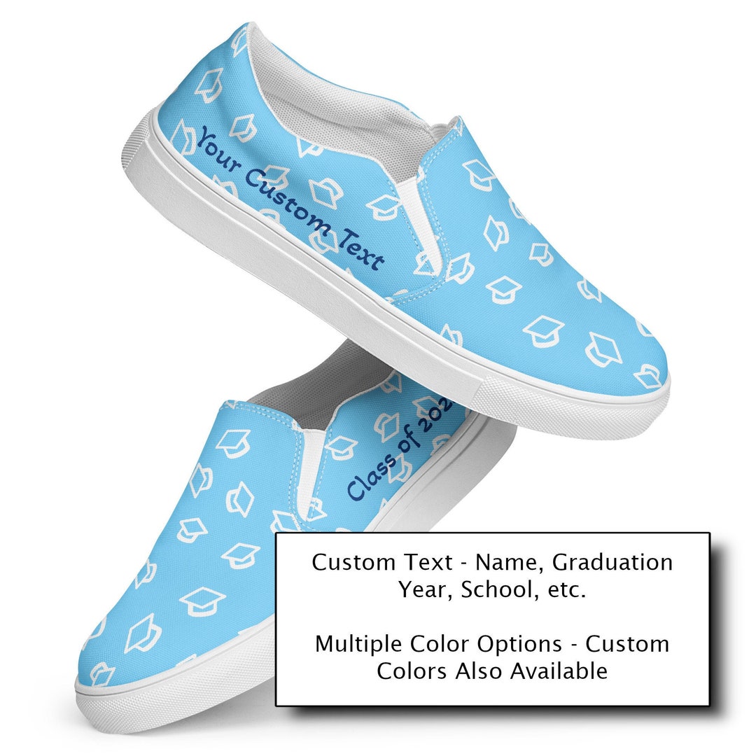 Women's Custom Graduation Sneakers, Customizable Name and Graduation ...