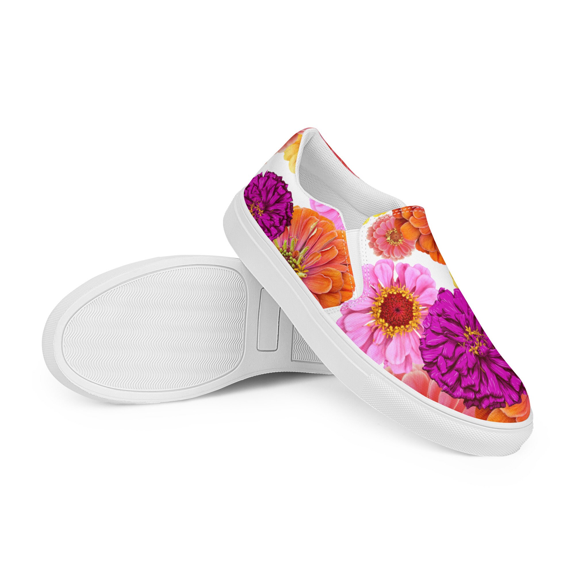 Zinnia Flower Women's Sneakers Gardening Shoes Floral Summer Slip-ons ...