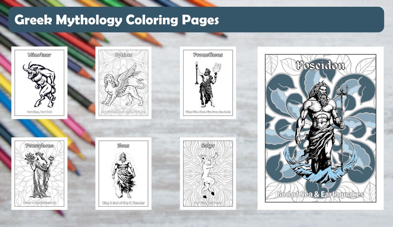 Greek Mythology Coloring Book, Gods and Goddesses Coloring Pages ...