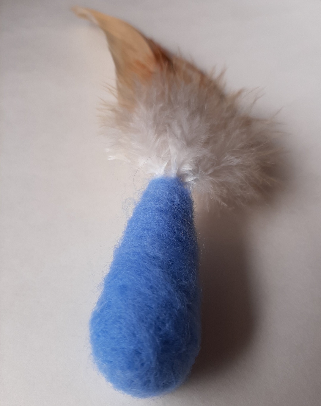 Natural Cat Toy With Real Feathers and Merino Wool, Cat Teaser Toy ...