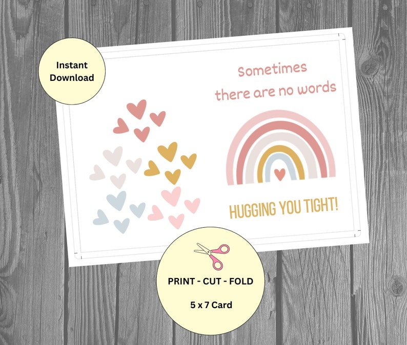 Printable Sympathy Card Cancer Card Digital Download No Words Card Boho ...