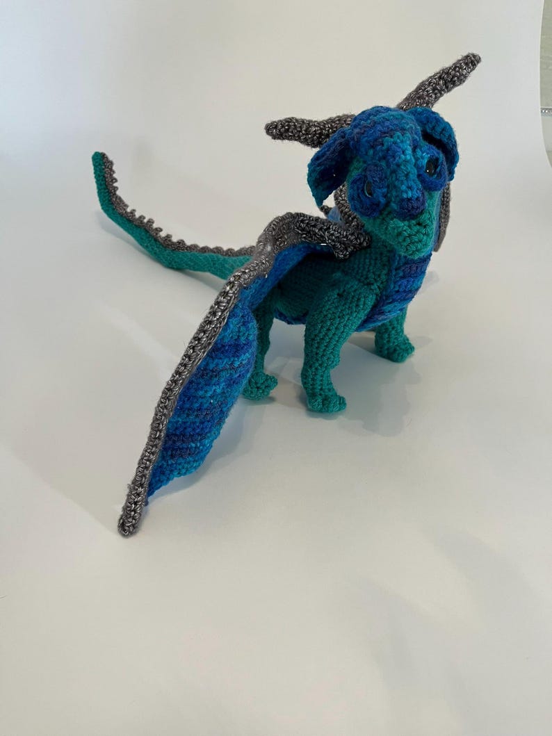 Blue and Green Dragon Large Amigurumi Handmade - Etsy