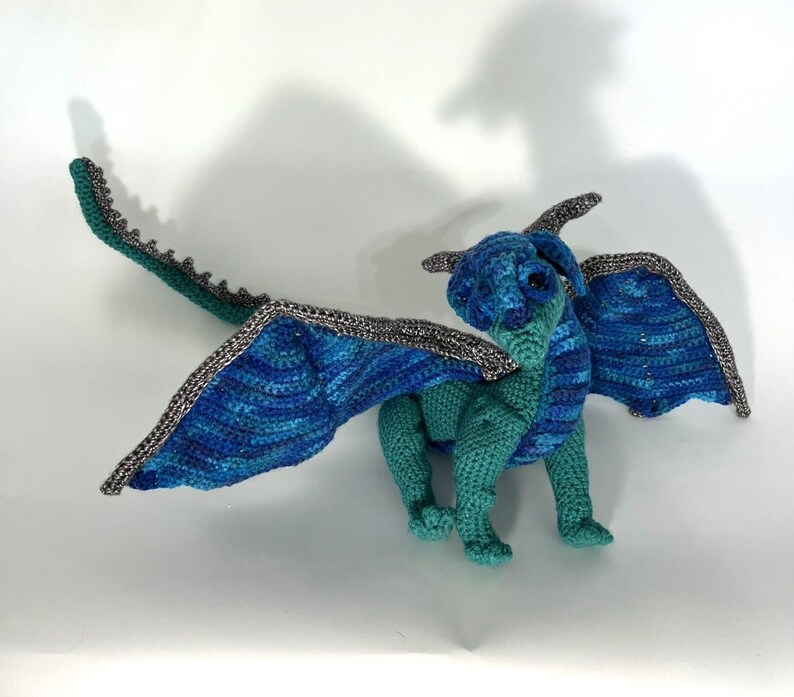 Blue and Green Dragon Large Amigurumi Handmade - Etsy
