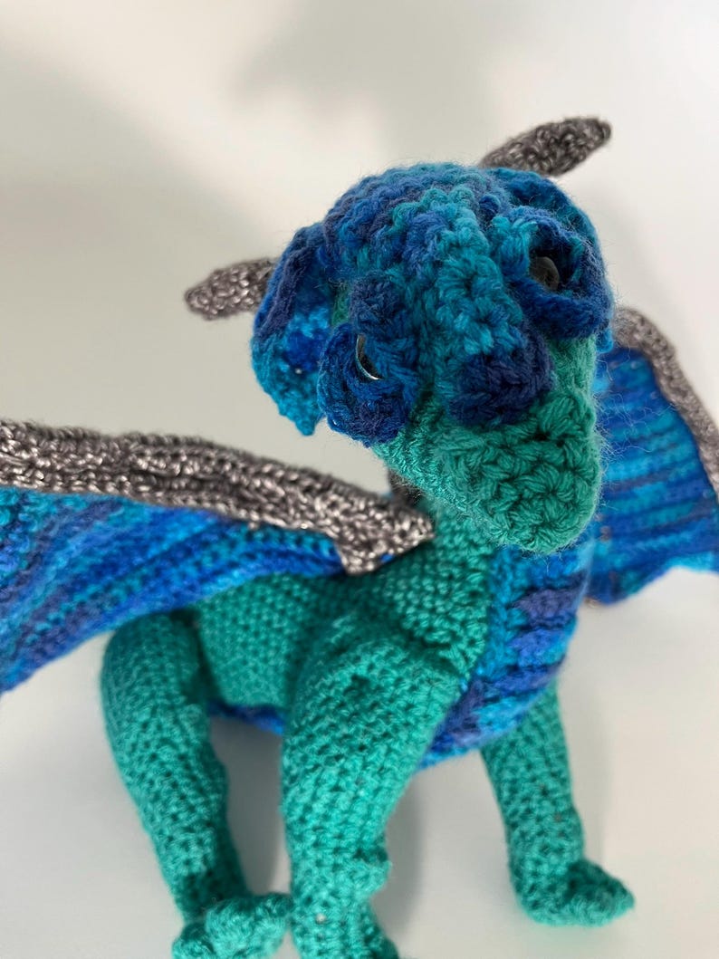 Blue and Green Dragon Large Amigurumi Handmade - Etsy