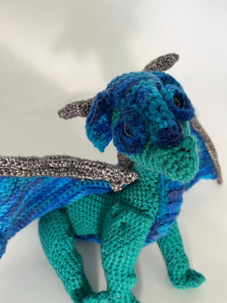 Blue and Green Dragon Large Amigurumi Handmade - Etsy