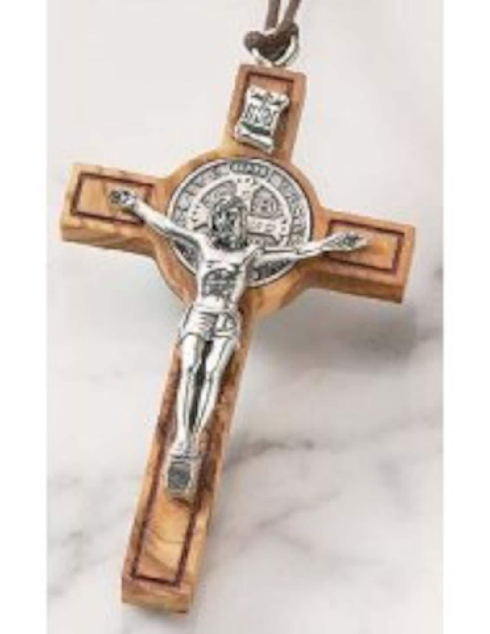 Wood Saint Benedict Cross Pendant. St Benedict Crucifix on a - Etsy