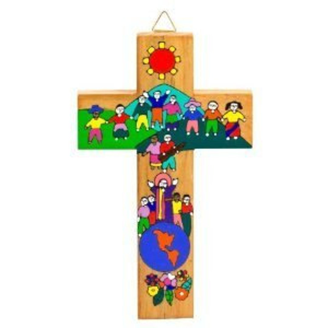 4"(10cms) Hand Painted Cross. Jesus Christ With the Children. the ...