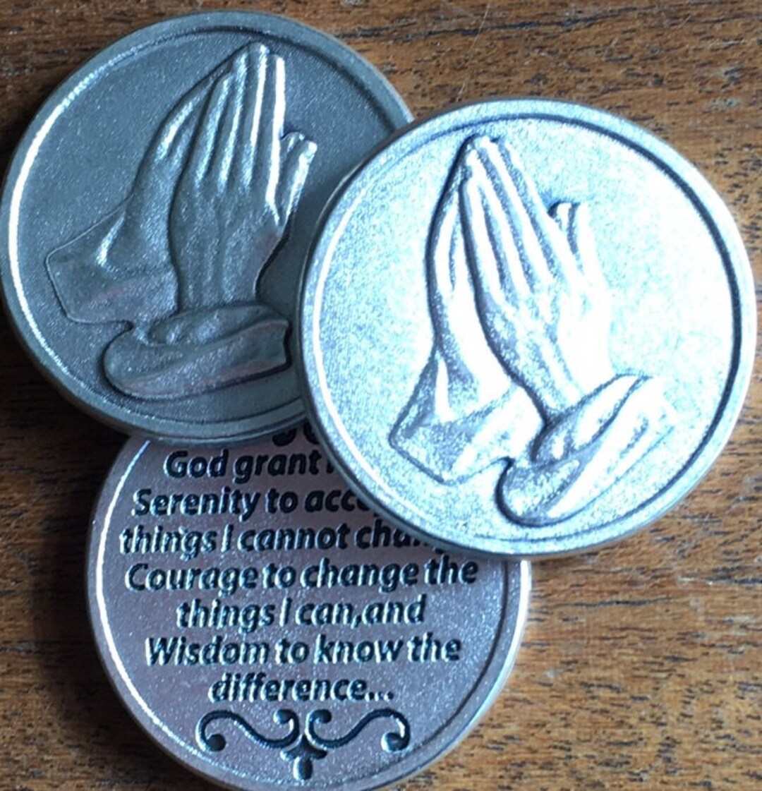 Set of Three Serenity Prayer Tokens. Coin Token With Praying Hand and ...