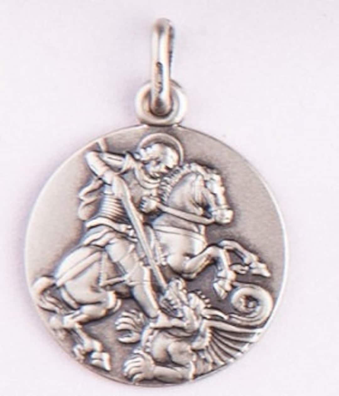Sterling Silver Saint George Medal. St George Patron Saint of England ...