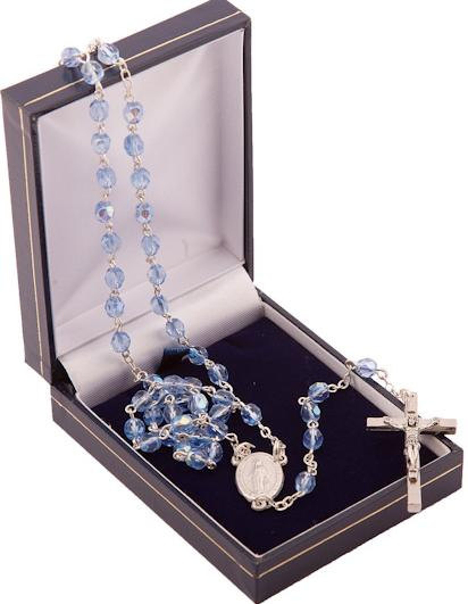 Blue Crystal Effect Rosary Beads. Hand Made Rosary Supplied in - Etsy
