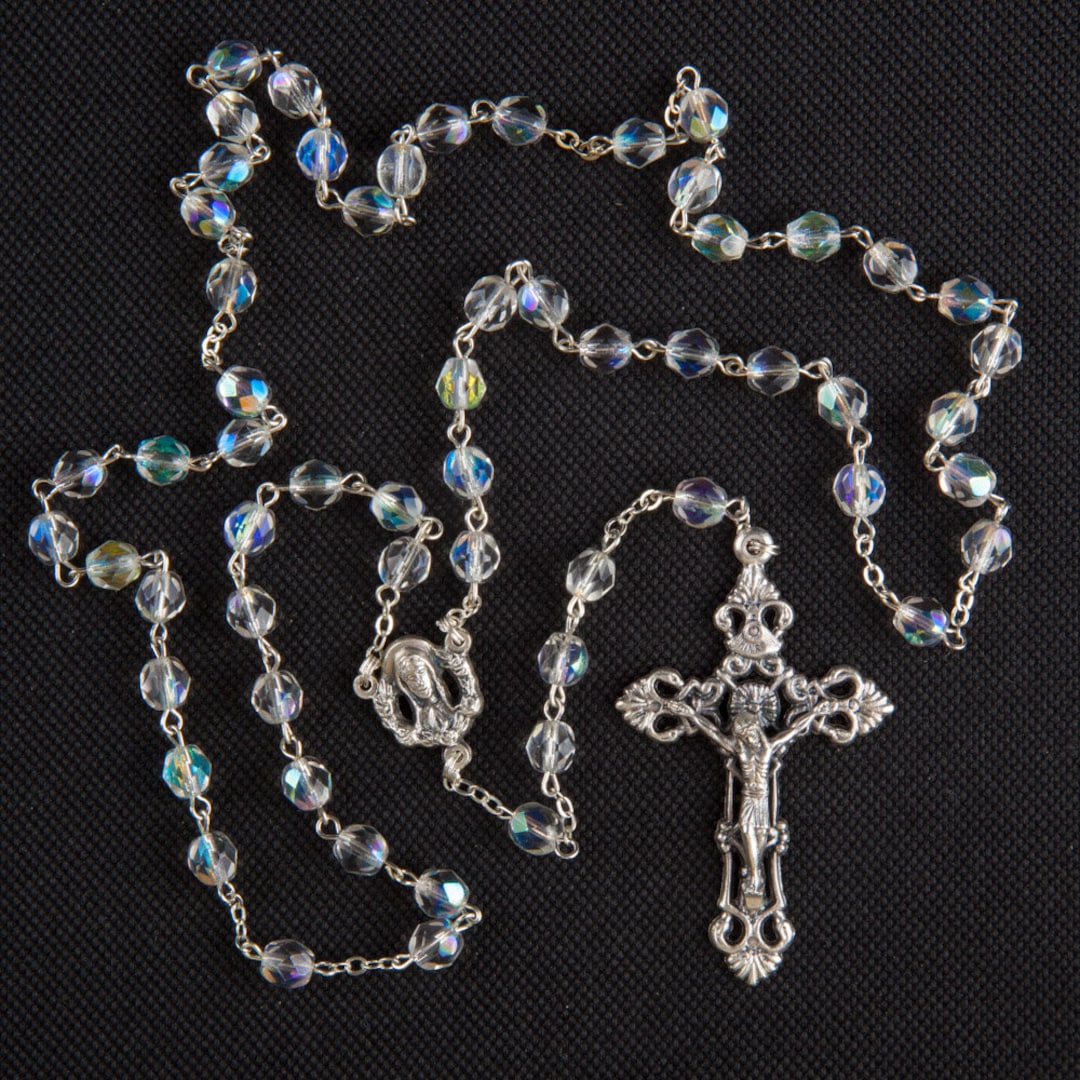 Traditional Roman Catholic Rosary Beads. Hand Made Clear Crystal Rosary ...