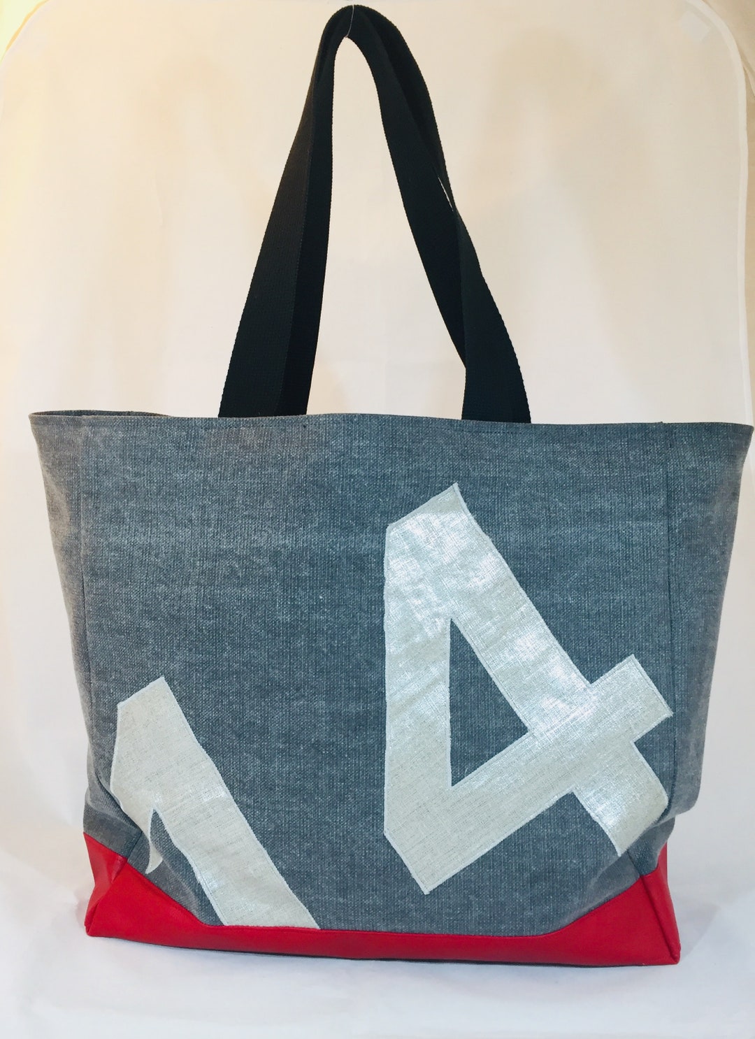 Custom Number Tote Bag Personalised Beach Bag Linen Cotton Blend Canvas ...