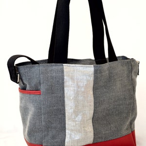 Cross Body Large Purse Everyday Tote Gray Linen Cotton Blend - Etsy