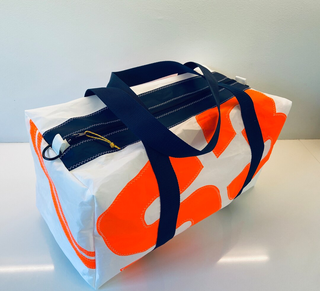 Upcycled Sail Cloth Square Duffle Bag Personalized Zero Waste Sports ...
