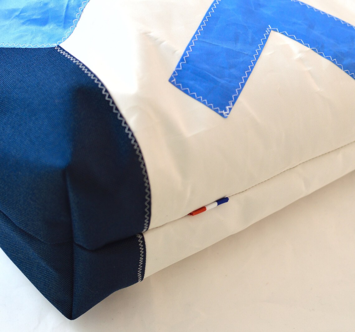 Monogram Tote Bag Upcycled Sail Personalized Shoulder Gift | Etsy