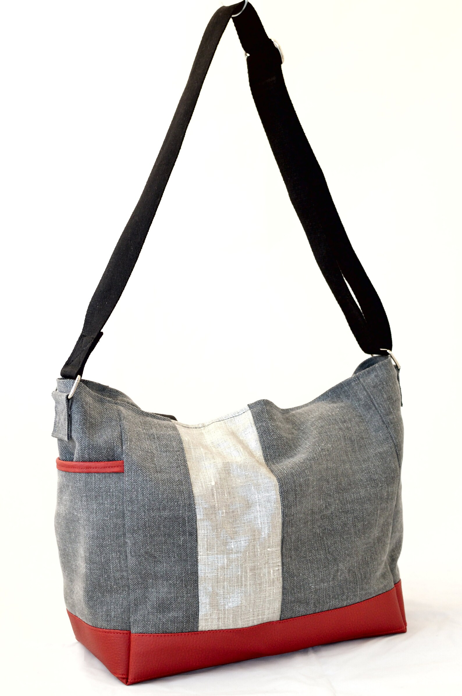 Cross Body Large Purse Everyday Tote Gray Linen Cotton Blend | Etsy