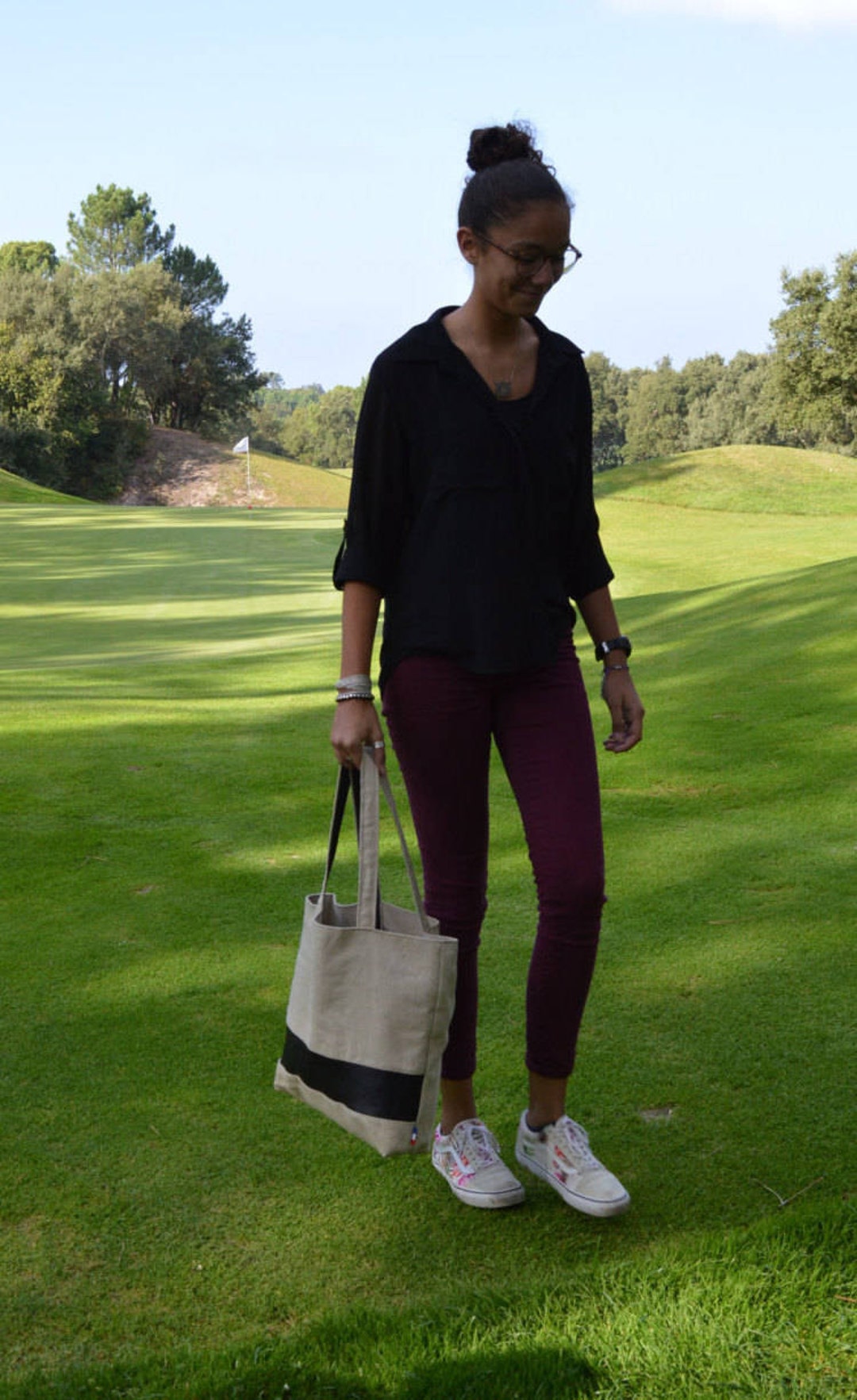 Linen Leather Tote Bag Handmade Linen Shopping Bag Woman All Day Bag ...