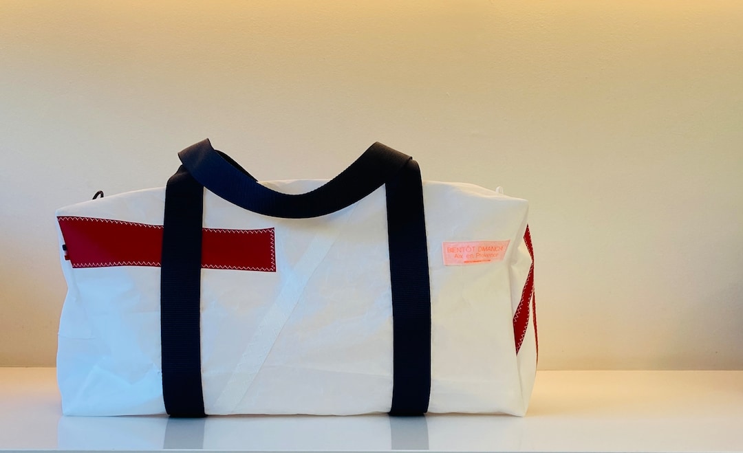 LARGE Upcycled Sail Cloth Square Duffle Bag Personalised Zero Waste ...