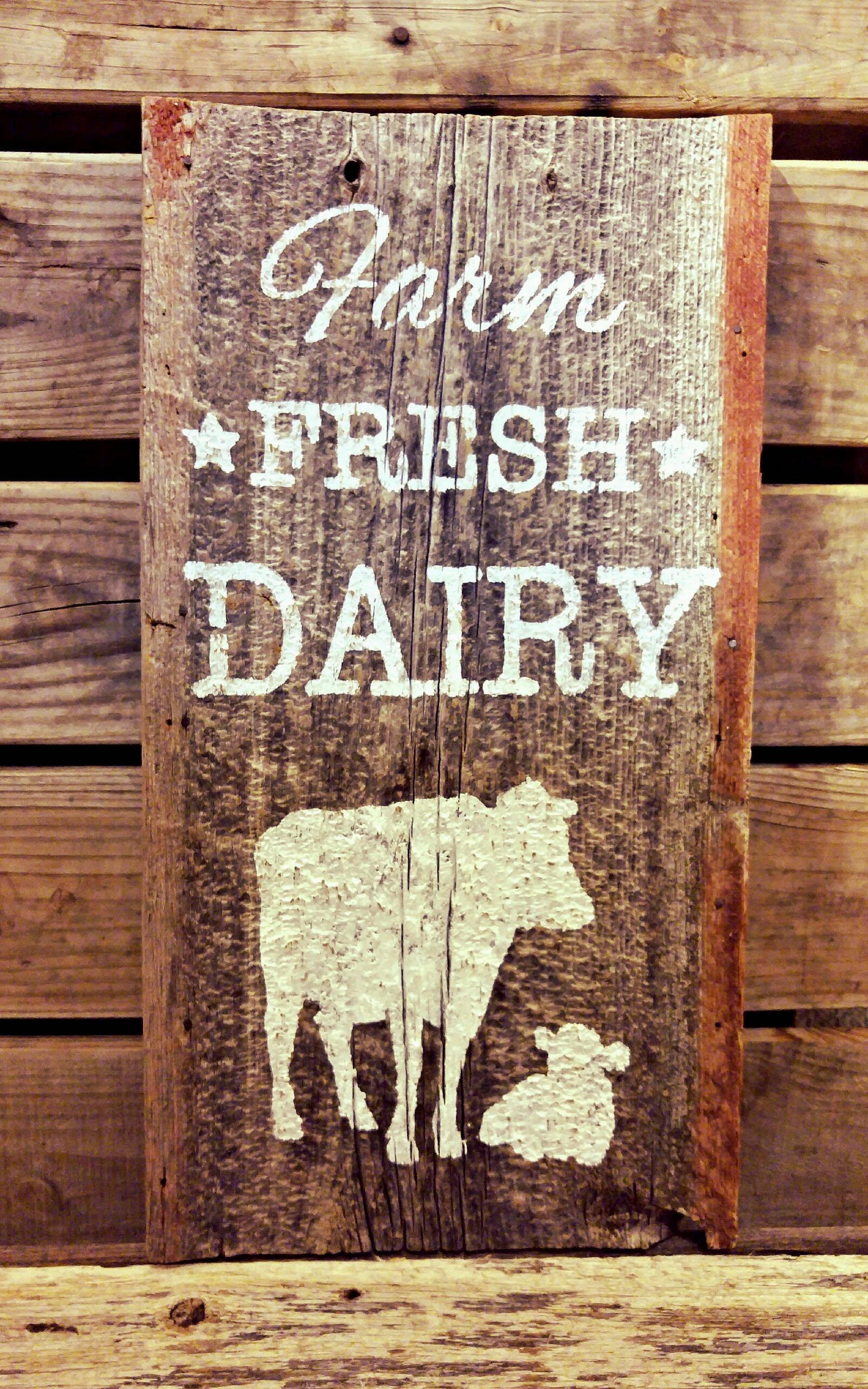 Barnwood Sign-farm Fresh Dairy - Etsy