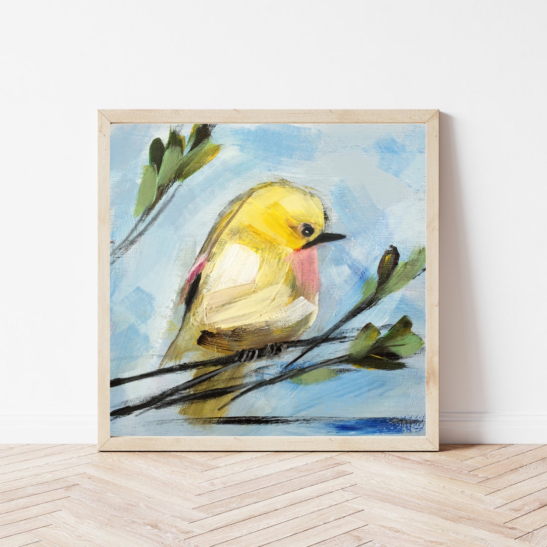 Yellow Bird Wall Art, Yellow Bird Print, Modern Farmhouse Art, Bird ...