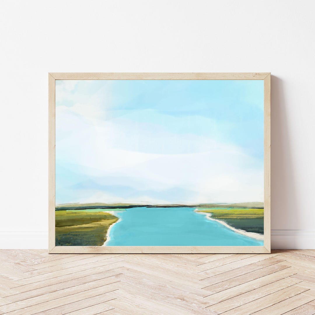 Marsh Landscape Wall Art Print Blue and Green Modern Landscape Wall ...