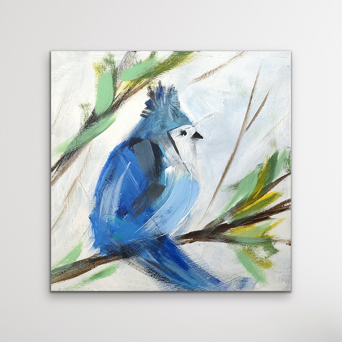 Blue Jay Art Bird Painting Bird Print Abstract Art Metal | Etsy