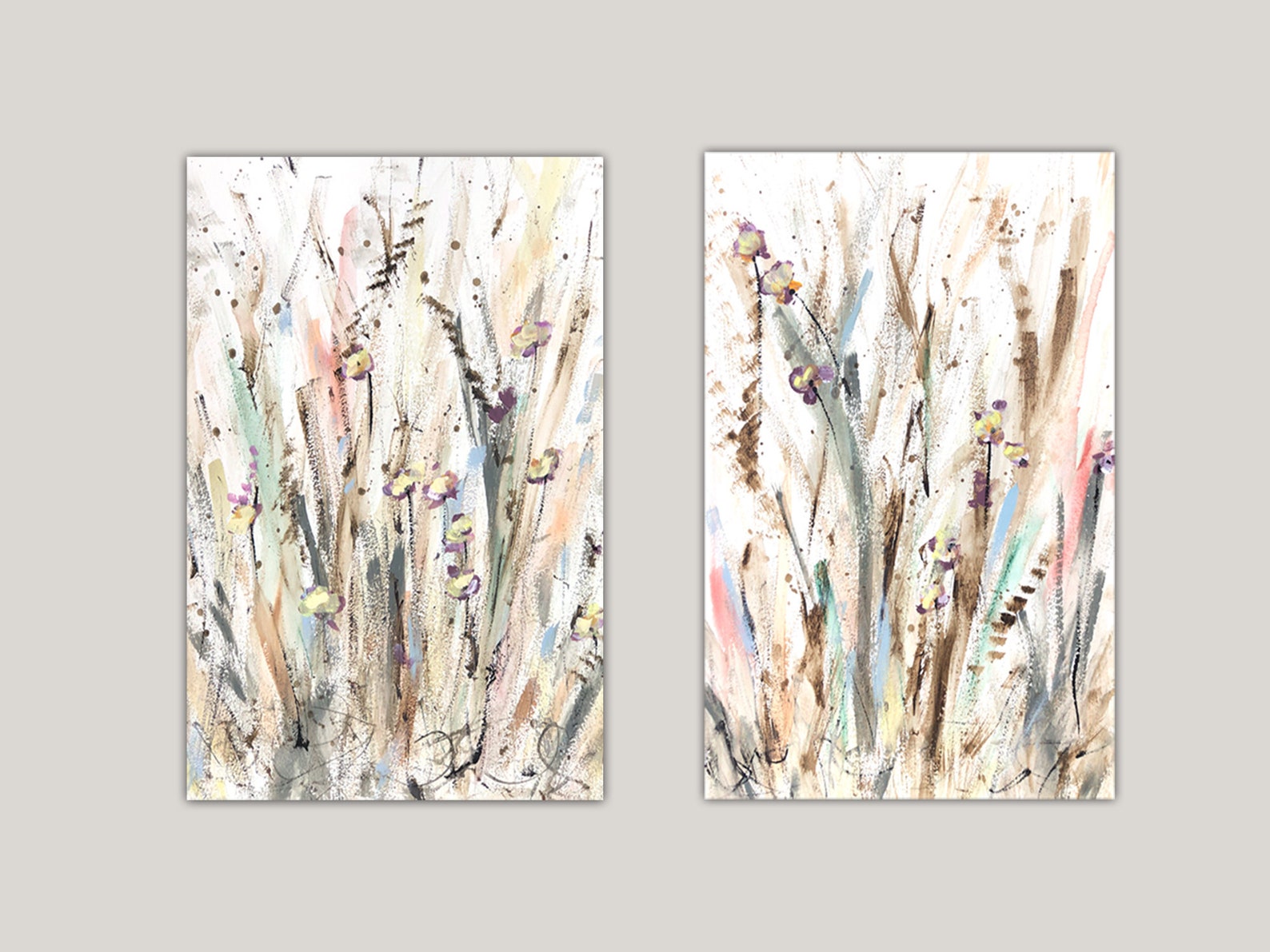 Cattails Fine Art Print Set of 2 Landscape Painting Grass - Etsy