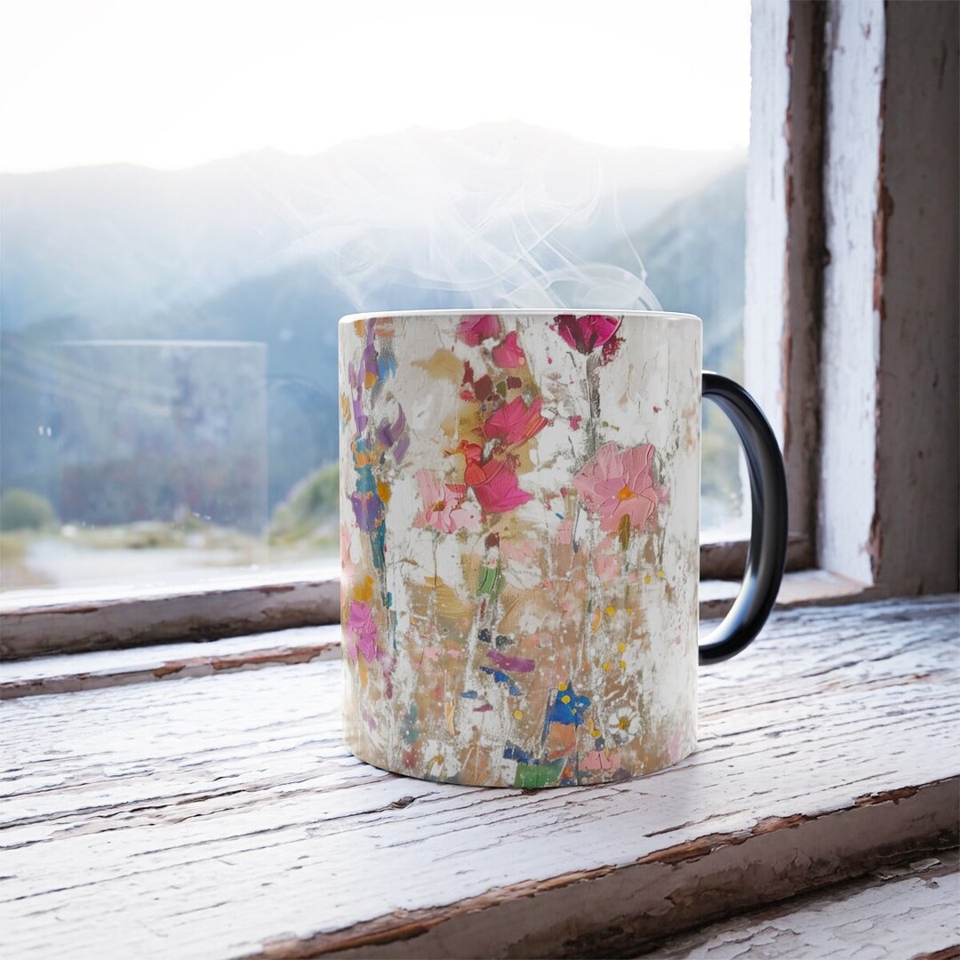 Cottagecore Wildflower Color Morphing Mug, Heat Reactive Mug, Artisan ...