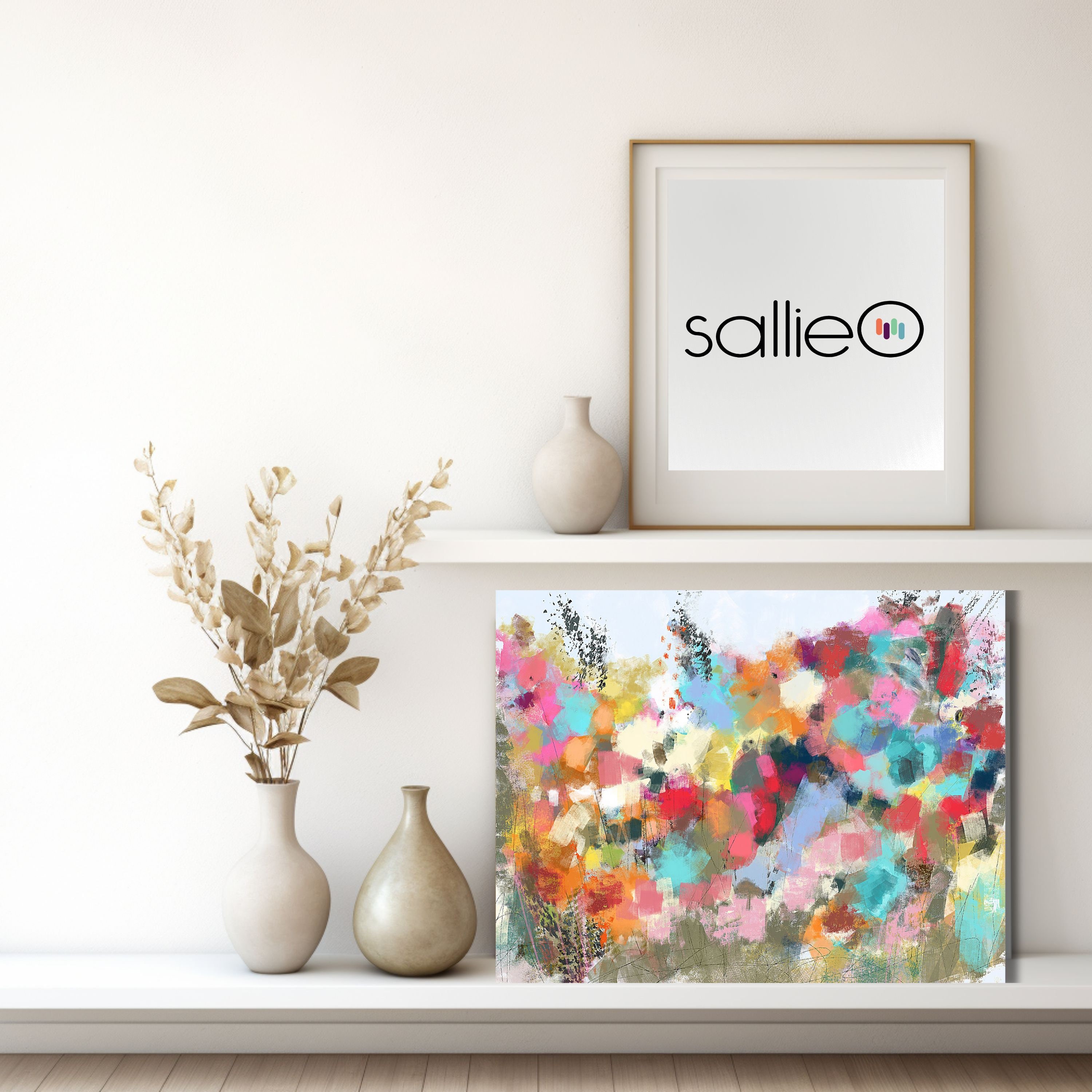 Colorful Abstract Floral Wall Art, Summertime Flower Art, Horizontal ...