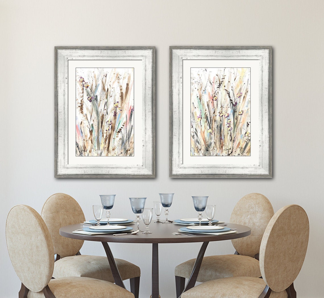Cattails Fine Art Print Set of 2 Landscape Painting Grass - Etsy