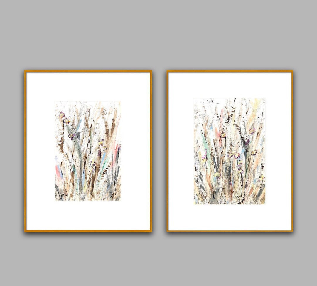 Cattails Fine Art Print Set of 2 Landscape Painting Grass - Etsy