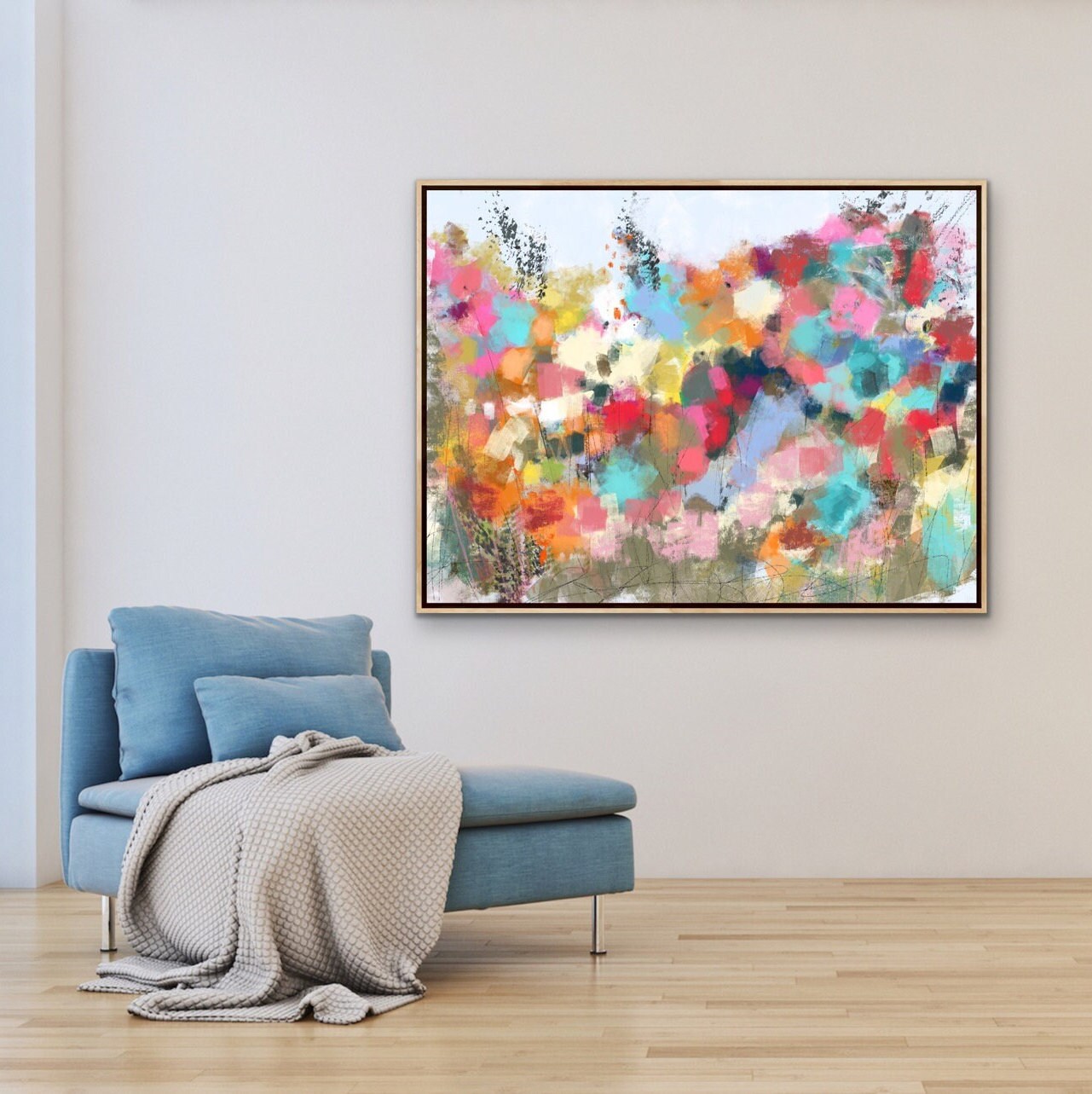 Colorful Abstract Floral Wall Art, Summertime Flower Art, Horizontal ...