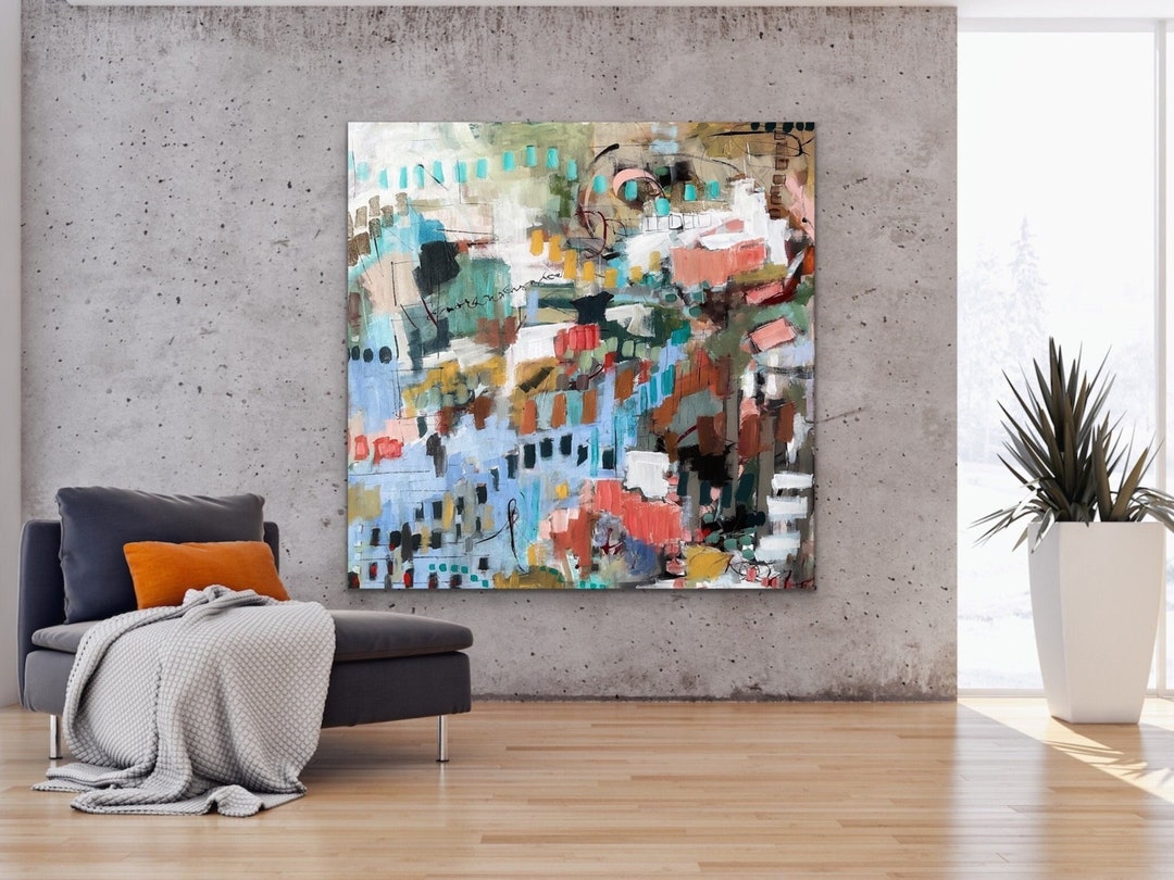 Large Abstract Art Print, Lights of Florence Abstract Wall Art, Square ...