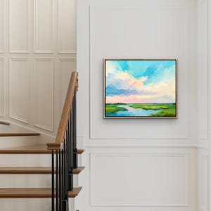 Marsh Wall Art, Colorful Shoreline Landscape Painting, Modern Coastal ...