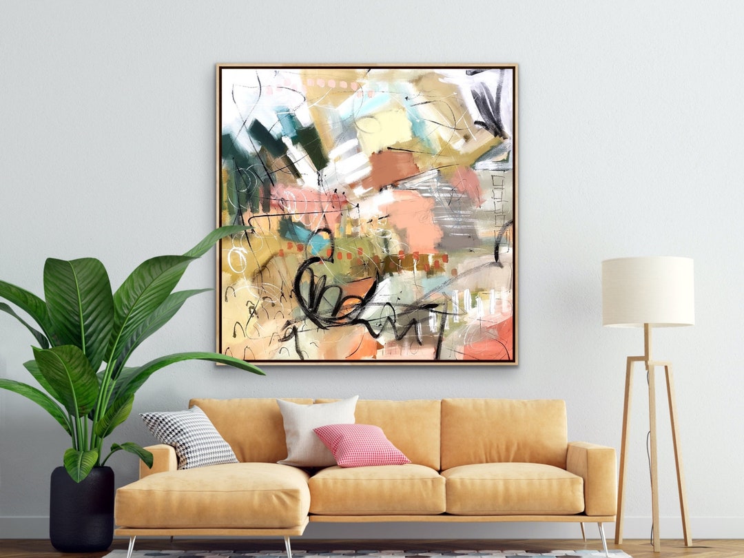 Large Abstract Art Print, Graffiti Geometric Abstract Wall Art, Square ...