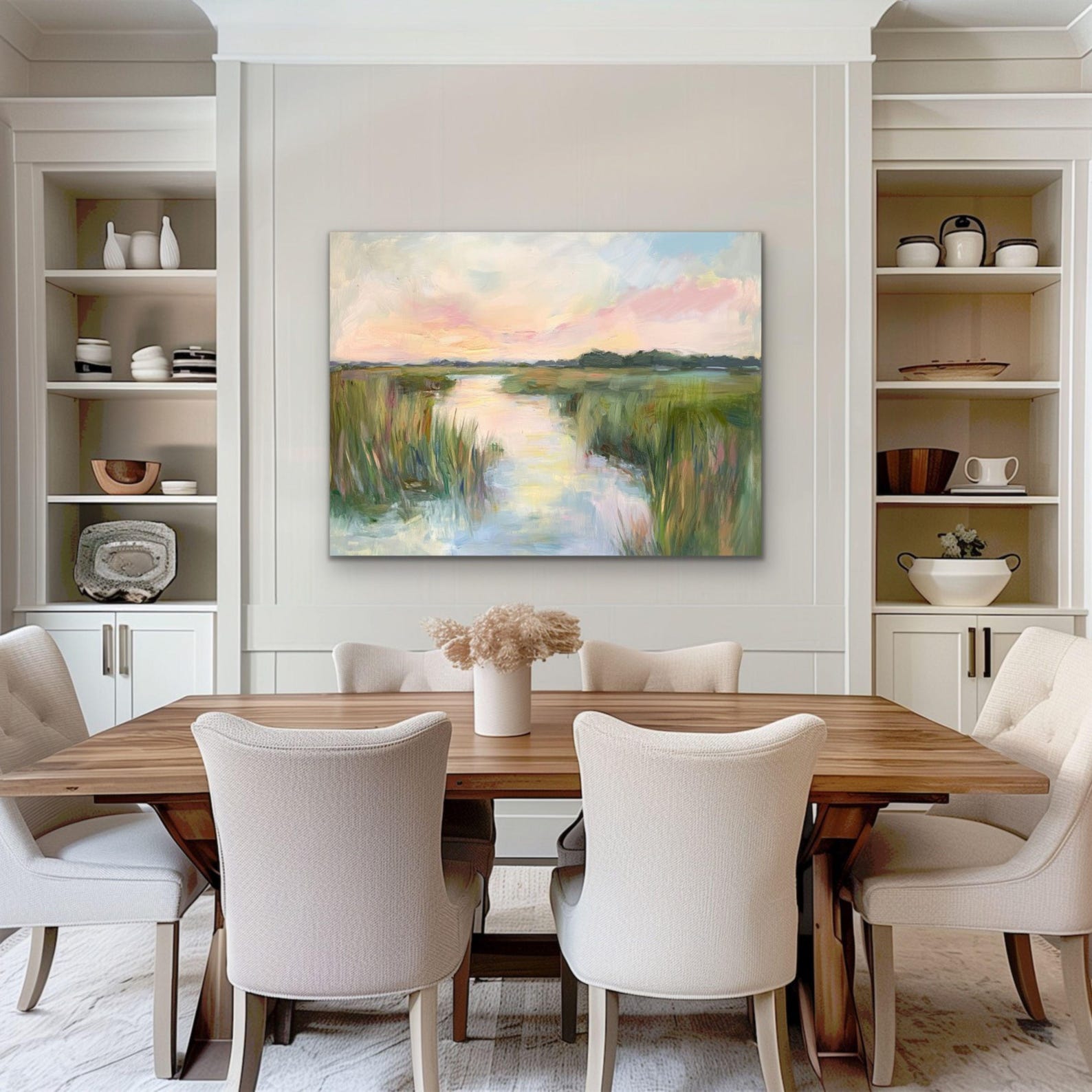 Coastal Marsh Art Print: Pastel Sunset Landscape, Southern Decor - Etsy