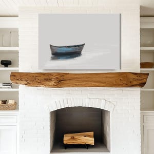 Coastal Minimalist Boat Painting Peaceful Nature Inspired Wall Art ...