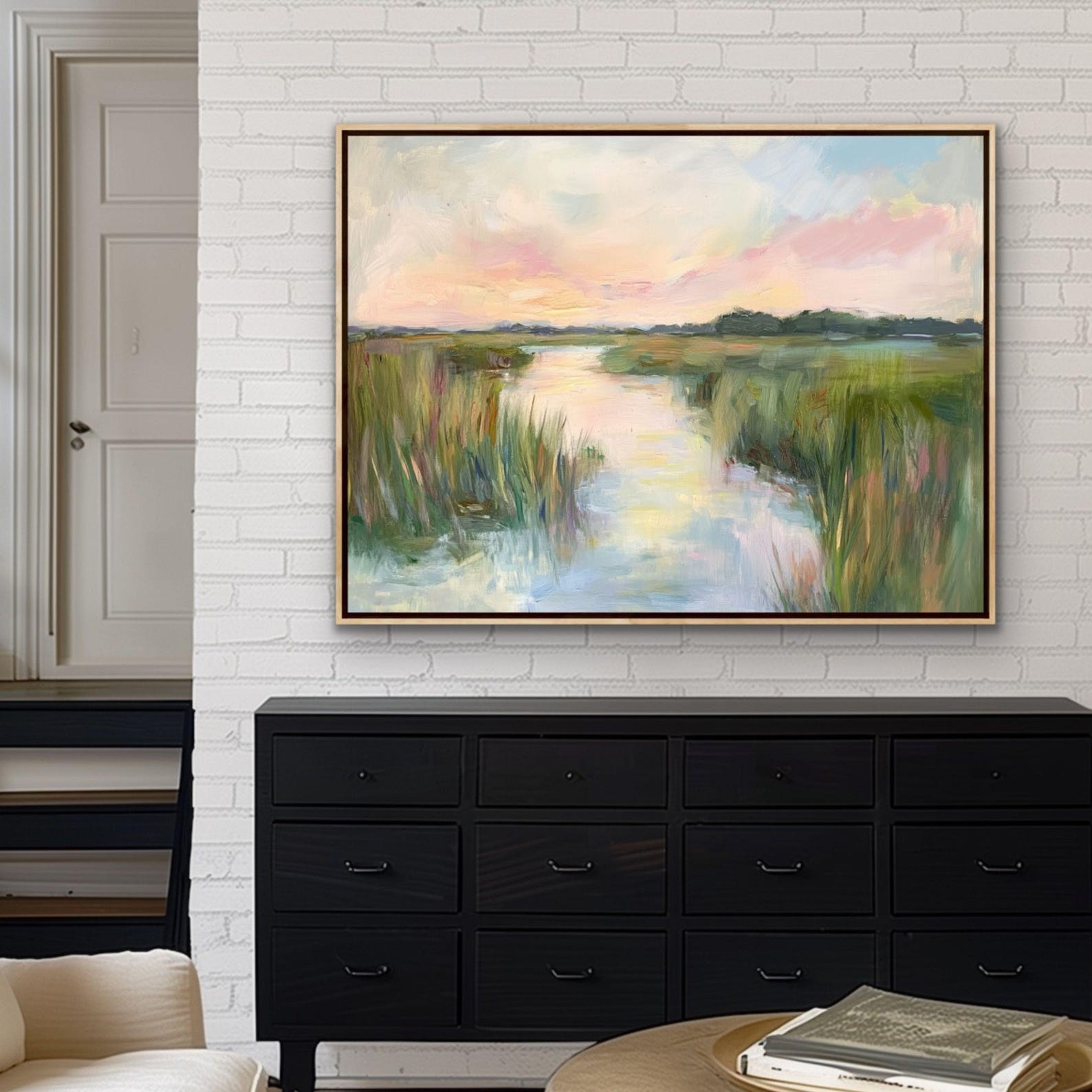 Coastal Marsh Art Print: Pastel Sunset Landscape, Southern Decor - Etsy