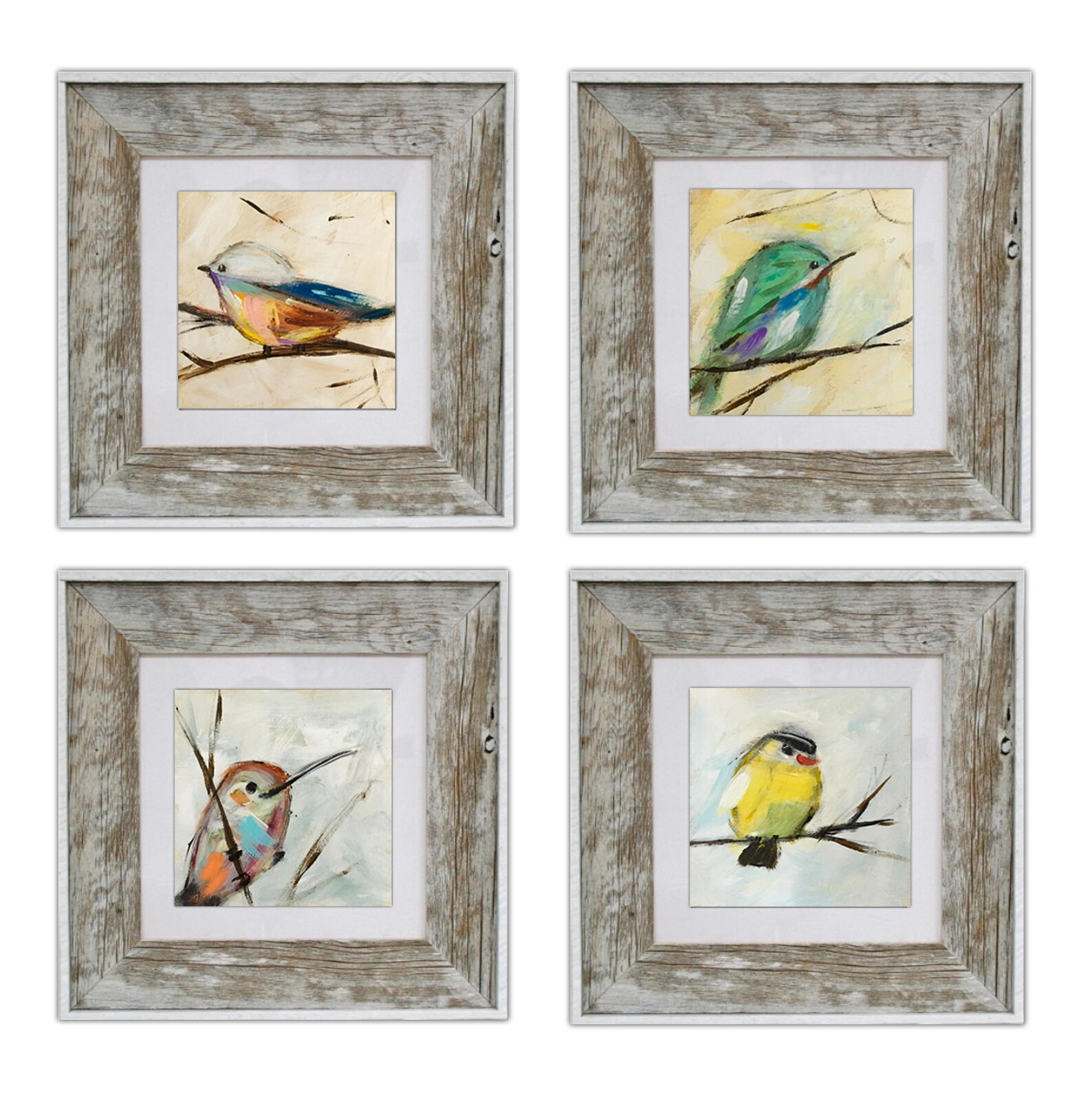 Hummingbird, Yellow Bird, Bird Art, Bird Print Set, Set of 4, 6x6, 8x8 ...