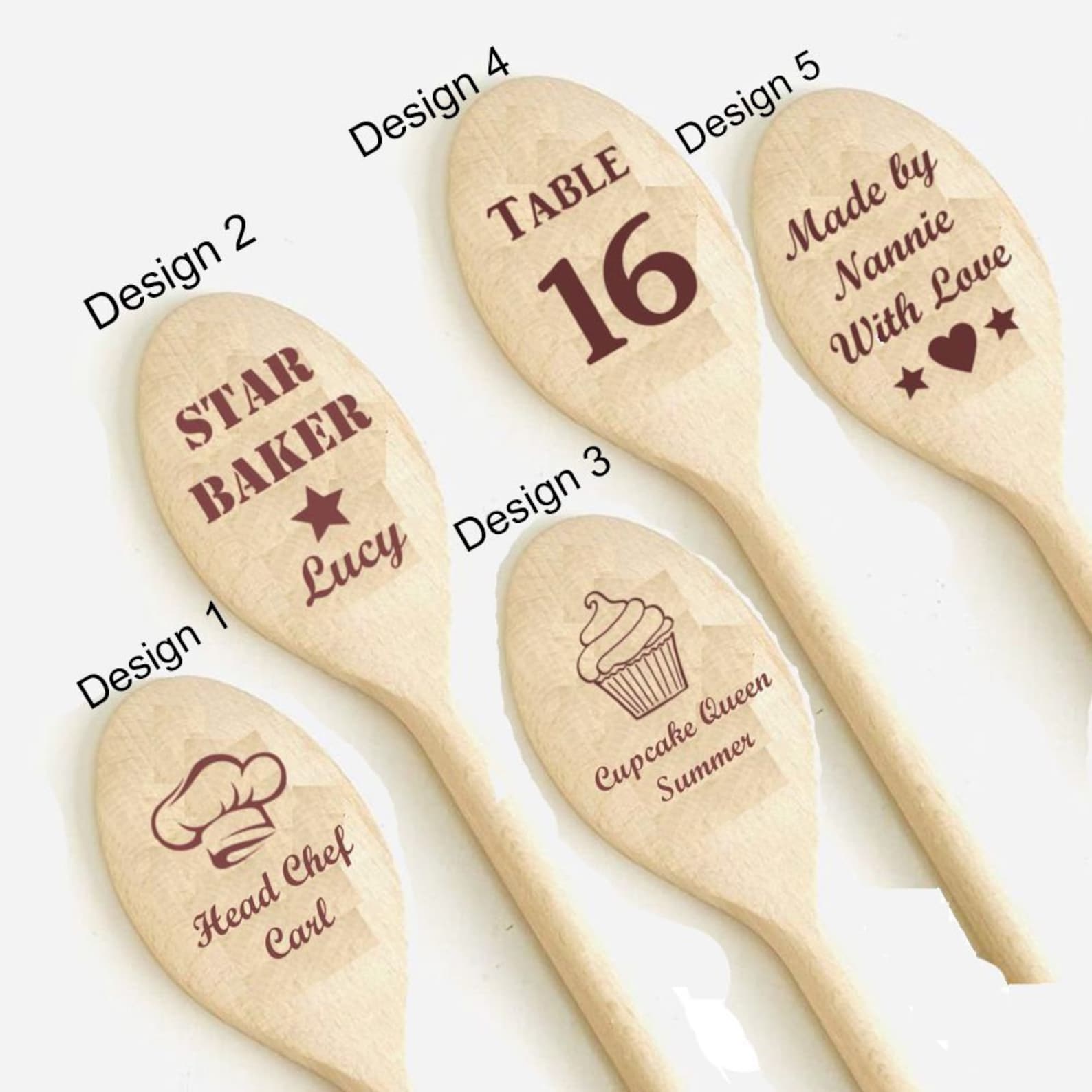 Personalised Engraved Wooden Spoon 40cm 5 Designs, Head Chef, Star ...