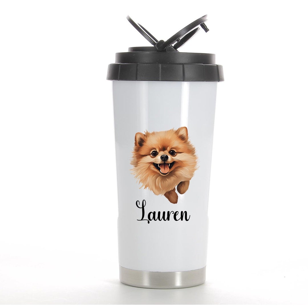 Personalised Pomeranian Dog Breed Thermos Stainless Steel Coffee Travel ...