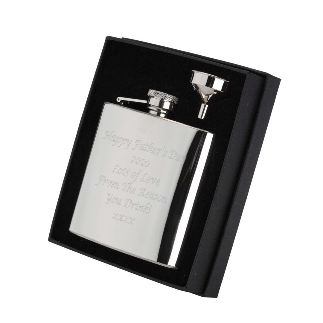 Personalised Engraved Happy Father's Day 6oz Stainless Steel Hip Flask ...